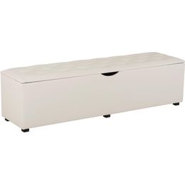 Hockerbank Home Affaire "Knobbed", wei&szlig; (altwei&szlig;), B:120cm H:42cm T:40cm, Struktur fein (100% Polyester) f&uuml;r Bett Classico, Piazza, Premium und Vega;Struktur (100% Polyester) f&uuml;r Bett Crato und Lucina;Struktur (60% Baumwolle, 40% Leinen) f&uuml;r Bett Kiss;Kunstleder f&uuml;r Bett Natura;Struktur (100% Polyester) f&uuml;r Bett Nordica, Hocker, Hockerbank mit Stauraum, Breite 120 cm und 160 cm