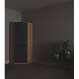 Eckkleiderschrank Priess "Barcelona Kleiderschrank Ecklösung Raumwunder", braun (eichefarben artisan, schwarz), B:78cm H:193cm T:78cm, Holzwerkstoff, Schränke, Eckkleiderschrank, in 2 Tiefen Schrank Eckschrank Garderobe
