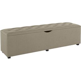 Hockerbank Home Affaire "Knobbed", gr&uuml;n (olive), B:160cm H:42cm T:40cm, Struktur fein (100% Polyester) f&uuml;r Bett Classico, Piazza, Premium und Vega;Struktur (100% Polyester) f&uuml;r Bett Crato und Lucina;Struktur (60% Baumwolle, 40% Leinen) f&uuml;r Bett Kiss;Kunstleder f&uuml;r Bett Natura;Struktur (100% Polyester) f&uuml;r Bett Nordica, Hocker, Hockerbank mit Stauraum, Breite 120 cm und 160 cm