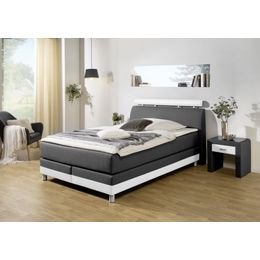 Boxspringbett Home Affaire "Rocklin", schwarz (schwarz, wei&szlig;), B:152cm L:217cm, Komplettbetten, Boxspringbett, in H2, H3 oder H4 erh&auml;ltlich