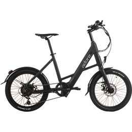 E-Bike Adore "20" Alu Kompaktfahrrad C-200 Compact Bike Heckmotor 45NM / 10,4Ah" Gr. 43, schwarz (schwarz, schwarz), Elektrofahrräder, Damen, 43cm, 20 Zoll (50,80cm), Pedelec, Elektrofahrrad für Damen und Herren