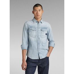 G-Star Raw Langarmshirt G-STAR "Dakota Slim Denim Hemd", Damen, Gr. L, sun faded blau mist, Obermaterial: 100% Baumwolle, Shirts Langarmshirt