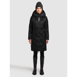 Steppmantel Khujo "LINDA", Damen, Gr. XS, schwarz, 100% Nylon, unifarben, eingesetzt elastischer Bund mit Windstopper, M&auml;ntel Steppmantel