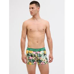 Jack & Jones Trunk JACK & JONES "JACFRED FLAMINGO TRUNKS 3 PACK SN", Damen, Gr. XL, 3 Stk., gr&uuml;n (schwarz navy pack:solidate blau, pine gr&uuml;n), Jersey, Obermaterial: 95% Baumwolle, 5% Elasthan, unifarben, bequem, Unterhosen