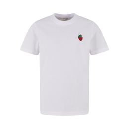 T-Shirt MisterTee "MisterTee Strawberry Love EMB Tee", Jungen, Gr. 134/140, wei&szlig;, 100% Baumwolle, bedruckt, relaxed fit, Rundhals, Shirts T-Shirt