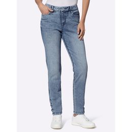 Bequeme Jeans Heine, Damen, Gr. 38, Normalgr&ouml;&szlig;en, blau (blau, stone, washed), 98% Baumwolle, 2% Elasthan, unifarben, lang, Jeans