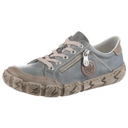 Sneaker Rieker, Damen, Gr. 36, blau (graublau, taupe), Leder, Lederimitat, used, Schuhe Sneaker, mit Zierrei&szlig;verschluss, Freizeitschuh, Halbschuh, Schn&uuml;rschuh