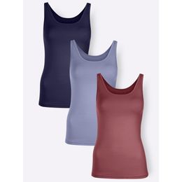 w&auml;schepur Achseltop W&Auml;SCHEPUR, Damen, Gr. 48/50, 3 Stk., Normalgr&ouml;&szlig;en, bunt (bleu, marine, bordeaux), 95% Baumwolle, 5% Elasthan, Unterhemden