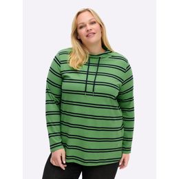 Longshirt sheego "Longshirt", Damen, Gr. 44/46, apfel, tiefblau, gestreift, 100% Baumwolle, gemustert, gestreift, mehrfarbig, Shirts Longshirt