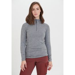 Funktionsshirt WHISTLER "Athene", Damen, Gr. 40, grau (hellgrau), 67% Viskose, 28% Wolle, 5% Elasthan, unifarben, normal, hoch geschlossener Ausschnitt, Shirts Funktionsshirt, mit Daumenl&ouml;chern