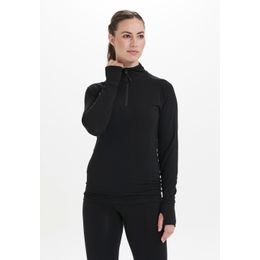 Funktionsshirt WHISTLER "Athene", Damen, Gr. 40, schwarz, 67% Viskose, 28% Wolle, 5% Elasthan, unifarben, normal, hoch geschlossener Ausschnitt, Shirts Funktionsshirt, mit Daumenl&ouml;chern