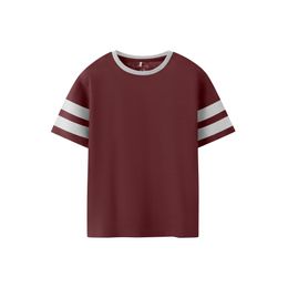 name it T-Shirt 'NKMTHOMAS' Jungen Gr&ouml;&szlig;e 158/164 weinrot / wei&szlig;