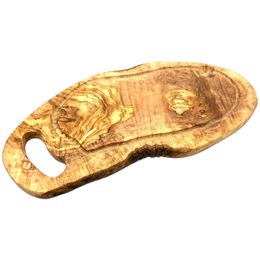 Servierbrett "mit Grifflasche aus hochwertigem naturbelassenem Olivenholz", B/H/L: 44cm, braun, OLIVENHOLZ-ERLEBEN, Schneidebretter, Brett zum