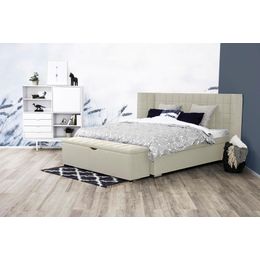 Boxspringbett Home Affaire, B:181cm L:210cm, beige, Strukturstoff-Bezug (100% Polyester);Samtvelours (100% Polyester), Komplettbetten, "Piazza", mit