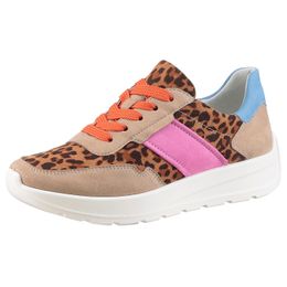 Ara Damen Keilsneaker "NEW YORK", Gr. 3,5, bunt, Textil, Velourslederimitat, animal-print, Schuhe, Keilsneaker, Schn&uuml;rschuh in Komfortweite H (= sehr