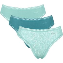Sloggi Damen Tai-Slip "GO Crush", Gr. XS, bunt, Single Jersey, Obermaterial: 95% Baumwolle, 5% Elasthan, Unterhosen, hoher Beinausschnitt, Spitze,