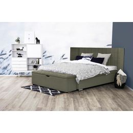 Boxspringbett Home Affaire, B:201cm L:230cm, gr&uuml;n, Strukturstoff-Bezug (100% Polyester);Samtvelours (100% Polyester), Komplettbetten, "Piazza", mit