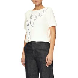 Damen T-Shirt, beige, Gr. 40, s.Oliver BLACK LABEL, bedruckt, Obermaterial: 93% Baumwolle, 7% Elasthan, Shirts, mit Schriftzug