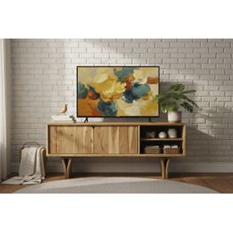 Lowboard Sit, B:145cm H:60cm T:40cm, beige, Massivholz, Sideboards, "ACACIA WAVE", extravagantes Holzwangengestell