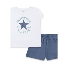 Converse Mädchen T-Shirt & Shorts "CNVGBOXY TEE & SHORT SET", blau, Gr. 158, Single Jersey, Obermaterial: 65% Polyester, 35% Viskose. Obermaterial