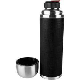 Emsa Thermoflasche "Senator Sleeve", 1.000ml, grau, Trinkflaschen, Silikonmanschette, Safe Loc Verschluss, dicht, 12h hei&szlig;, 24h kalt