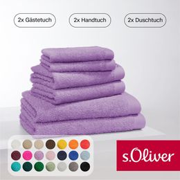 Handtuch Set s.Oliver, lila, Walkfrottier, Obermaterial: 100% Baumwolle, Handtuch-Sets, "s.Oliver, Premium Qualit&auml;t, 600 gr/m&sup2;", 2 G&auml;stet&uuml;cher 30x50,