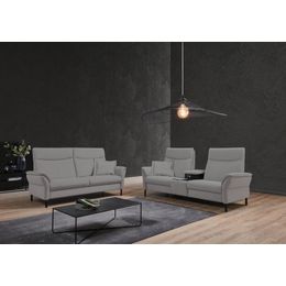 3-Sitzer Home Affaire, B:200cm H:108cm T:94cm, grau, 100% Polyester, Sofas, "Sisto", inklusive manueller Kopfteilverstellung