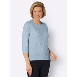 Classic Basics Damen Kurzarmpullover "Rundhals-Pullover", blau, Gr. 48, unifarben, 100% Polyacryl, Pullover