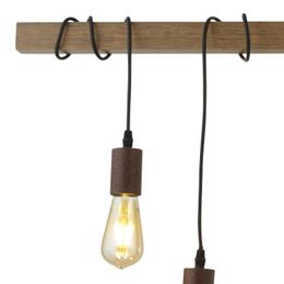 Searchlight H&auml;ngeleuchte "Barn 6Lt Pendant - Black Metal & Wood", 6, H: 30cm, 1 Stk., braun, Wohnzimmer, Leuchten