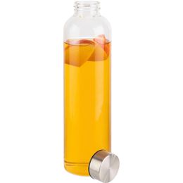APS Trinkflasche, 750ml, transparent, Trinkflaschen, Glas, Deckel aus Edelstahl