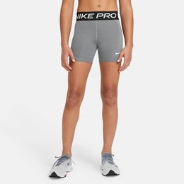 Shorts Nike "Nike Pro Girls' Shorts", M&auml;dchen, Gr. L, N-Gr, carbon heath, Jersey, Obermaterial: 83% Polyester, 17% Elasthan, Hosen Shorts