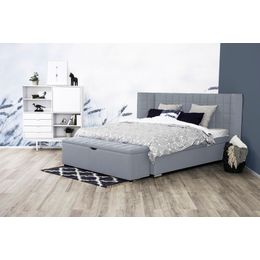 Boxspringbett Home Affaire, B:181cm L:210cm, grau, Strukturstoff-Bezug (100% Polyester);Samtvelours (100% Polyester), Komplettbetten, "Piazza", mit
