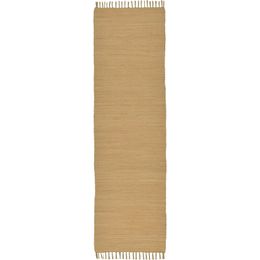 Teppich my home, B:70cm H:5mm L:250cm, beige, Baumwolle, Wohnzimmer, Teppiche, "Gastines", Wendeteppich, reine Baumwolle, handgewebt, uni, waschbar,