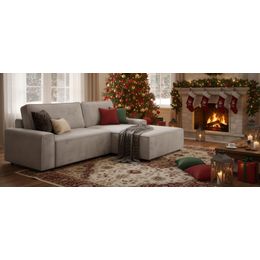 Ecksofa Ds Produkt, B:246cm H:98cm T:168cm, beige, 88% Polyester / 12% Nylon, Wohnzimmer, Sofas, "Challenge, Schlafsofa mit Bettkasten, Couch in