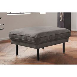 Hocker Home Affaire, B:79cm H:45cm T:79cm, grau, Struktur weich (100% Polyester);Luxus-Microfaser Lederoptik (100% Polyester);100% NaturLEDER,