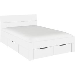Bett Rauch, B:145cm H:90cm L:209cm, weiß, Schlafzimmer, Betten, "Einzelbett Doppelbett Stauraum FLEXX Breiten 90/140/180 cm", Einzelbett Doppelbett