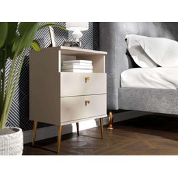 Nachttisch Home Affaire, B:50cm H:69,5cm T:34cm, beige, Schlafzimmer, Tische, "Elyria, Metallgriffe, FSC-zertifizierter Holzwerkstoff", mit 2