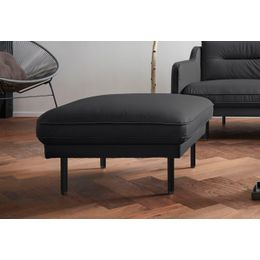 Hocker Home Affaire, B:79cm H:45cm T:79cm, schwarz, Struktur weich (100% Polyester);Luxus-Microfaser Lederoptik (100% Polyester);100% NaturLEDER,