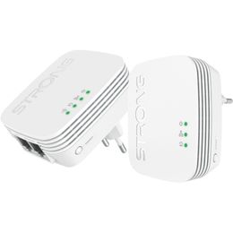 Strong Reichweitenverstärker "Powerline MINI WiFi 600 Mbit/s Set (2 Einheiten)", B:15,6cm H:8,5cm T:17,9cm, weiß, Router