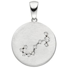 Sternzeichenanh&auml;nger Jobo "Anh&auml;nger Sternzeichen rund", silber 925, wei&szlig;, Schmuckanh&auml;nger, Damen, Skorpion, Silber 925 (Sterlingsilber), 925 Silber rund matt mit Zirkonia