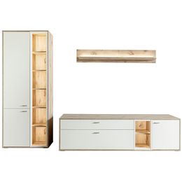 Wohnwand MCA furniture, weiß, Holzwerkstoff, Wohnzimmer, Kastenmöbel-Sets, "SANTERNO", Wohnzimmer Set (3-tlg.), Türen & Schubkästen gedämpft, Breite