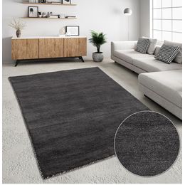 Wollteppich Theko, B:300cm H:14mm L:400cm, grau, Wolle, Teppiche, "Gabbeh Uni, Handgefertigt, meliert, auch als L&auml;ufer erh&auml;ltlich, Wolle",