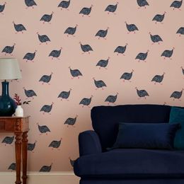 Joules Vliestapete "Guinea Fowl Blush Pink", B/L: 0,52mm x 10mm, Rollen:, rosa, Tapeten, animal print