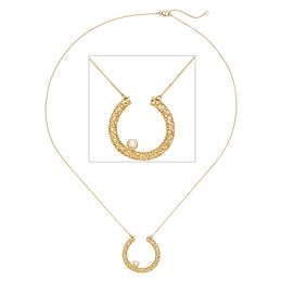 Jobo Damen Kette mit Anh&auml;nger "Hufeisen Geflecht", Diamanten Gelbgold 750, L: 45gelbgold 750, Diamanten, Gelbgold 750, Halsketten, 750 Gold mit