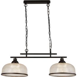 Searchlight H&auml;ngeleuchte "Highworth 2Lt Pendant - Black Metal & Holophane Style Glass", 2, H: 27cm, 1 Stk., schwarz, Wohnzimmer, Leuchten