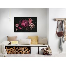 A.S. Création Leinwandbild A.S. CRÉATION, B:90cm H:60cm, bunt, Holz, Stahl, Wohnzimmer, Bilder, "drama queen 3", Keilrahmen Floral Blumen Schwarz Pink