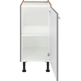 Unterschrank Optifit, B:30cm H:87cm T:58,4cm, grau, K&uuml;che, Schr&auml;nke, "Bern", 30 cm breit, mit 1 T&uuml;r mit h&ouml;henverstellbaren F&uuml;&szlig;en, mit Metallgriff