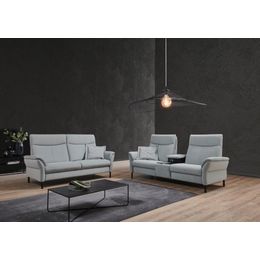 3-Sitzer Home Affaire, B:200cm H:108cm T:94cm, blau, 100% Polyester, Sofas, "Sisto", inklusive manueller Kopfteilverstellung
