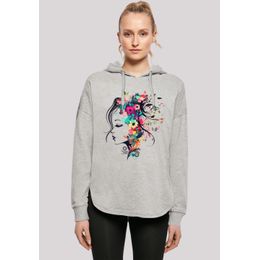 F4NT4STIC Damen Kapuzenpullover "Silhouette Bunte Blumen"grau, Gr. XS, Obermaterial: 100% Baumwolle, Pullover, Print