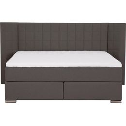 Boxspringbett Home Affaire, B:141cm L:210cm, braun, Strukturstoff-Bezug (100% Polyester);Samtvelours (100% Polyester), Komplettbetten, "Piazza", mit